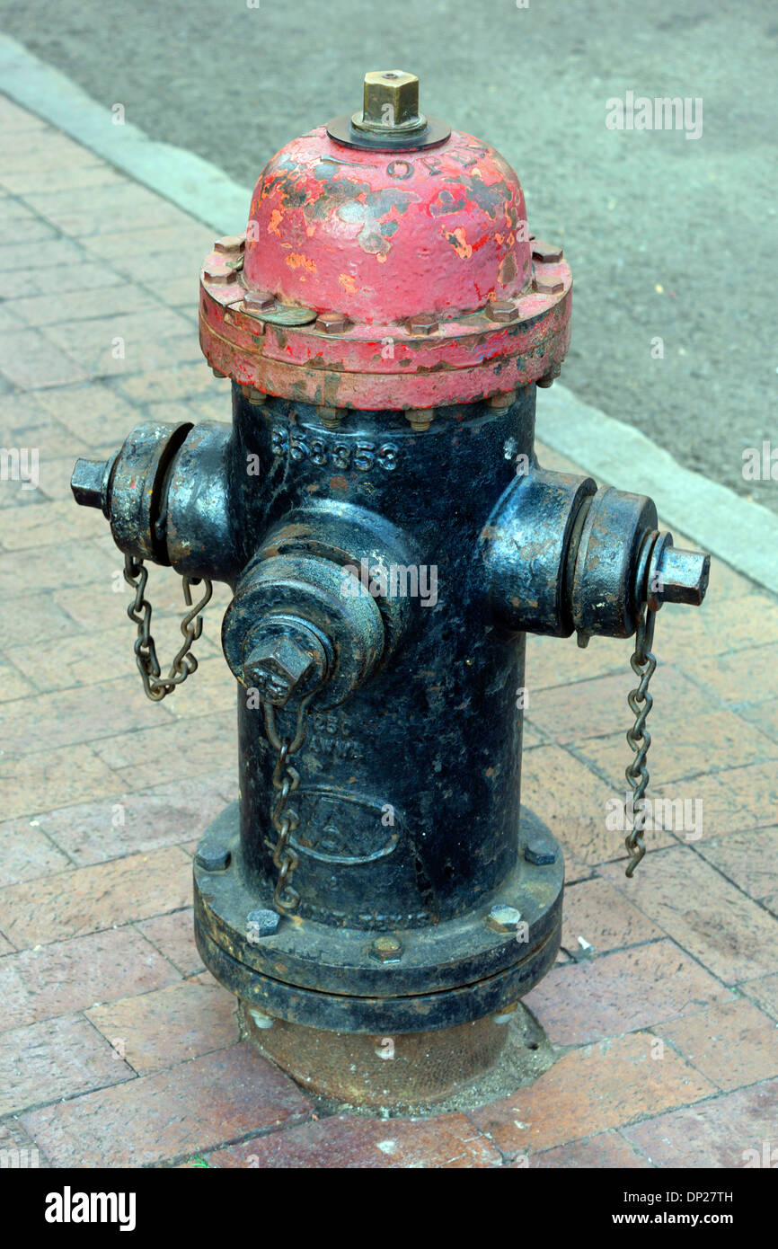 Black and red fire hydrant in Boston, Massachusetts, USA Stock Photo ...