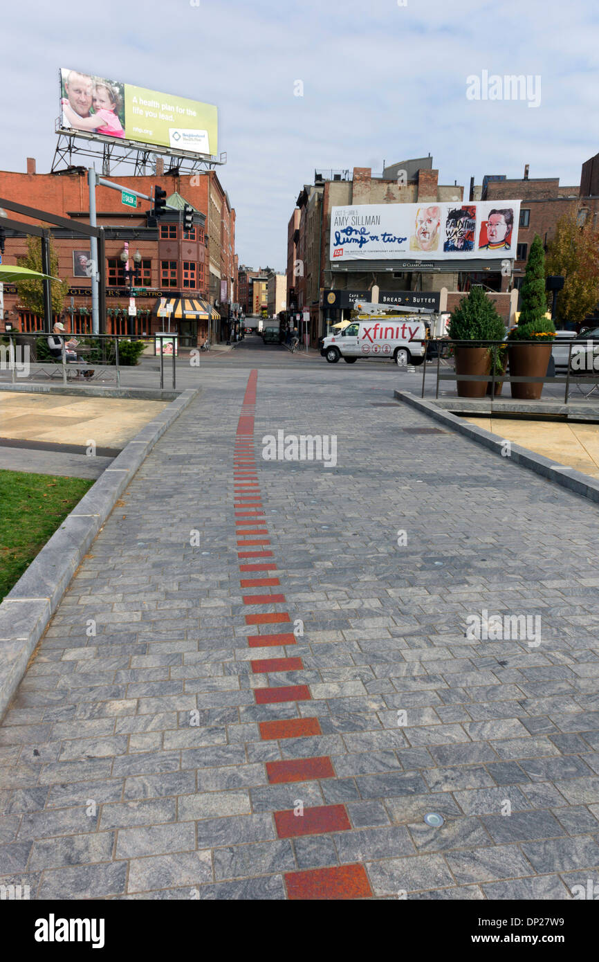 Line in the pavement indicating the Freedom Trail, in Boston ...