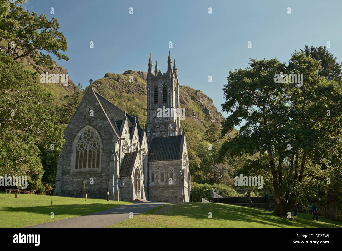 The beautiful Gothic church at Kylemore Abbey, County Connemara, County ...