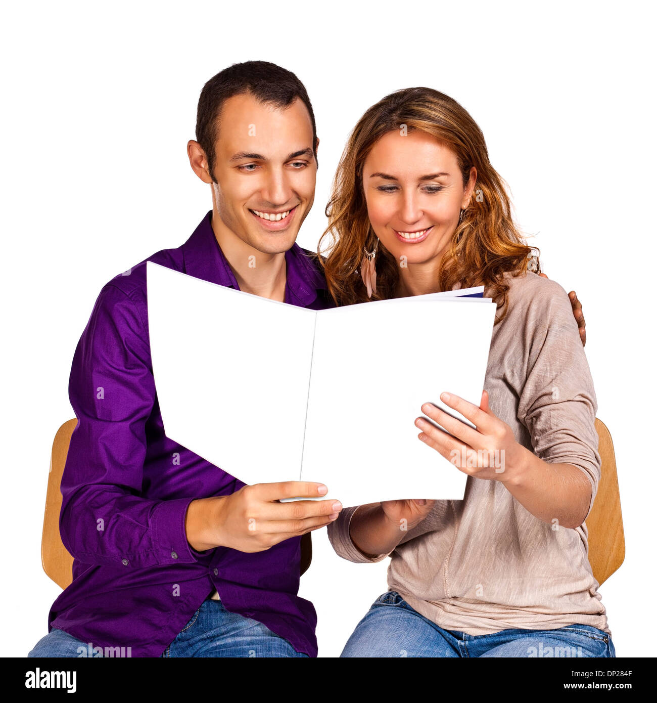Person reading brochure Cut Out Stock Images & Pictures - Alamy
