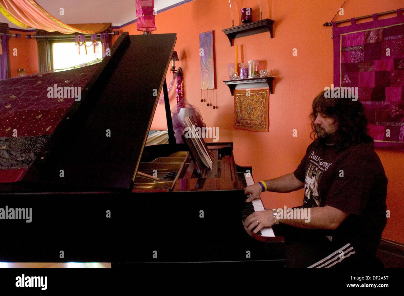 May 24, 2006; Sacramento, CA, USA; Tesla band member Brian Wheat can ...