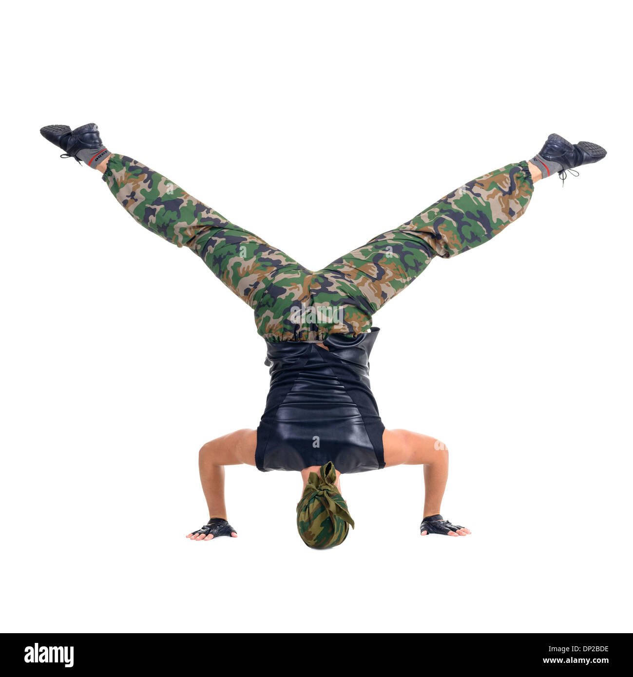 Disco dancer showing some movements against isolated white background ...