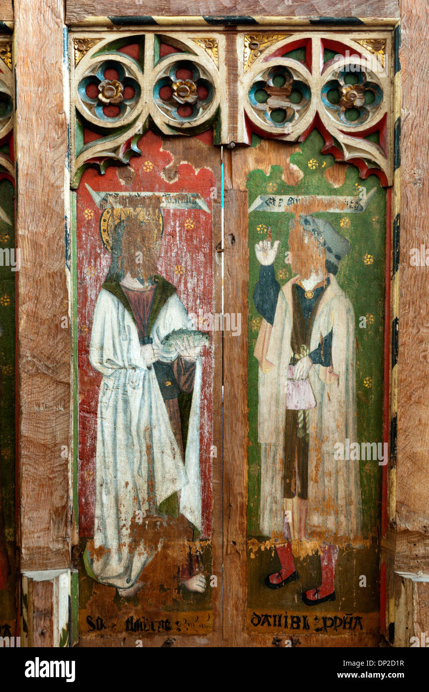 Mediaeval paintings on part of the rood screen at St Nicholas church ...