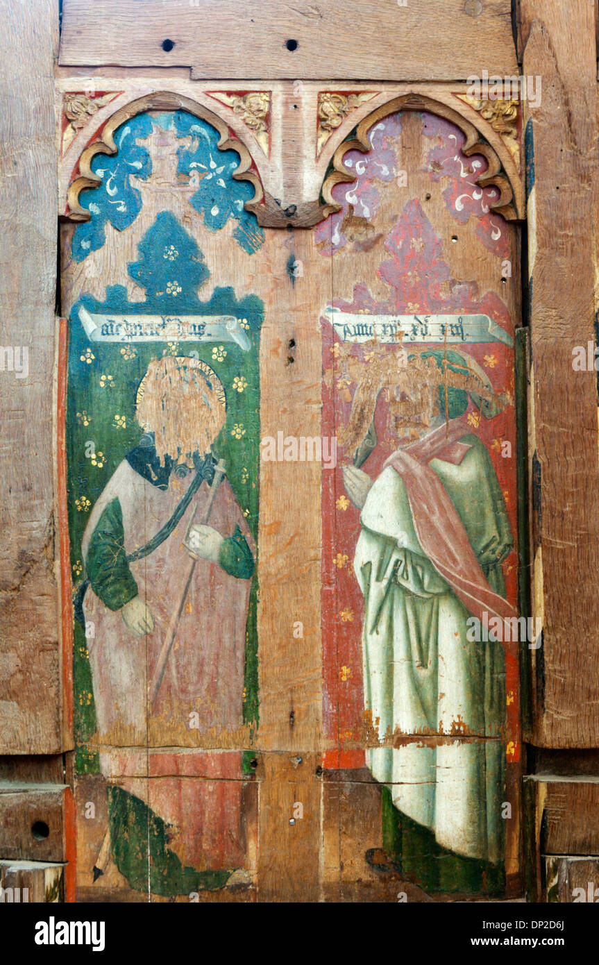 Mediaeval paintings on part of the rood screen at St Nicholas church ...