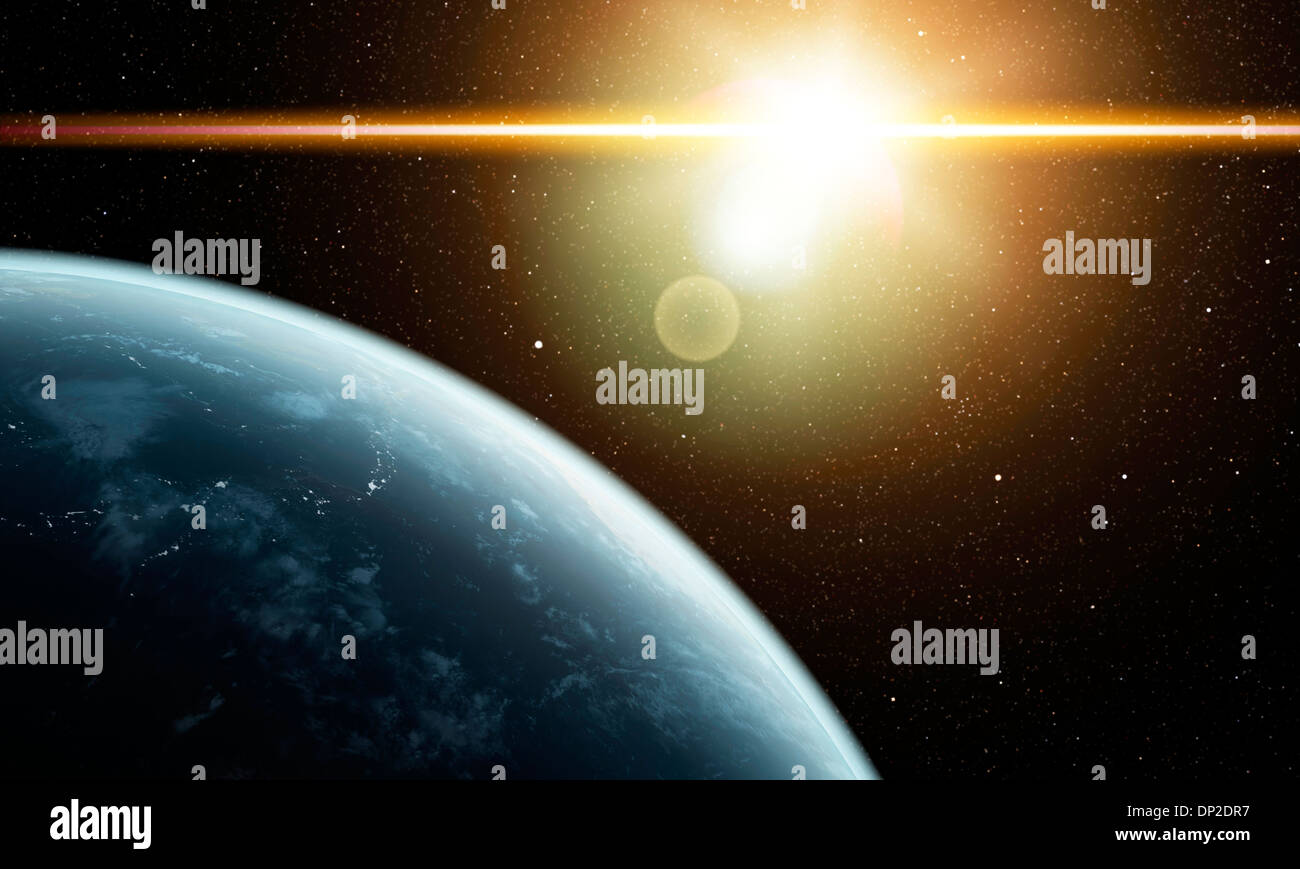 Earth and Sun, artwork Stock Photo - Alamy