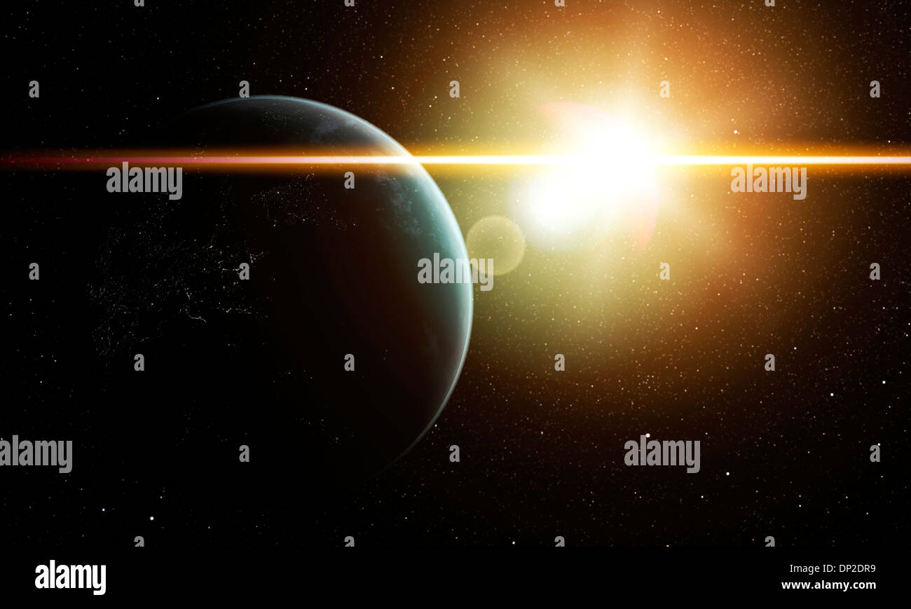 Earth and Sun, artwork Stock Photo - Alamy