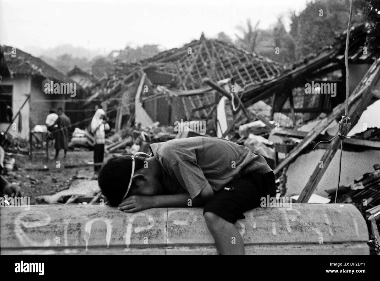 May 30, 2006; Yogyakarta, Central Java, INDONESIA; A boy in front of ...