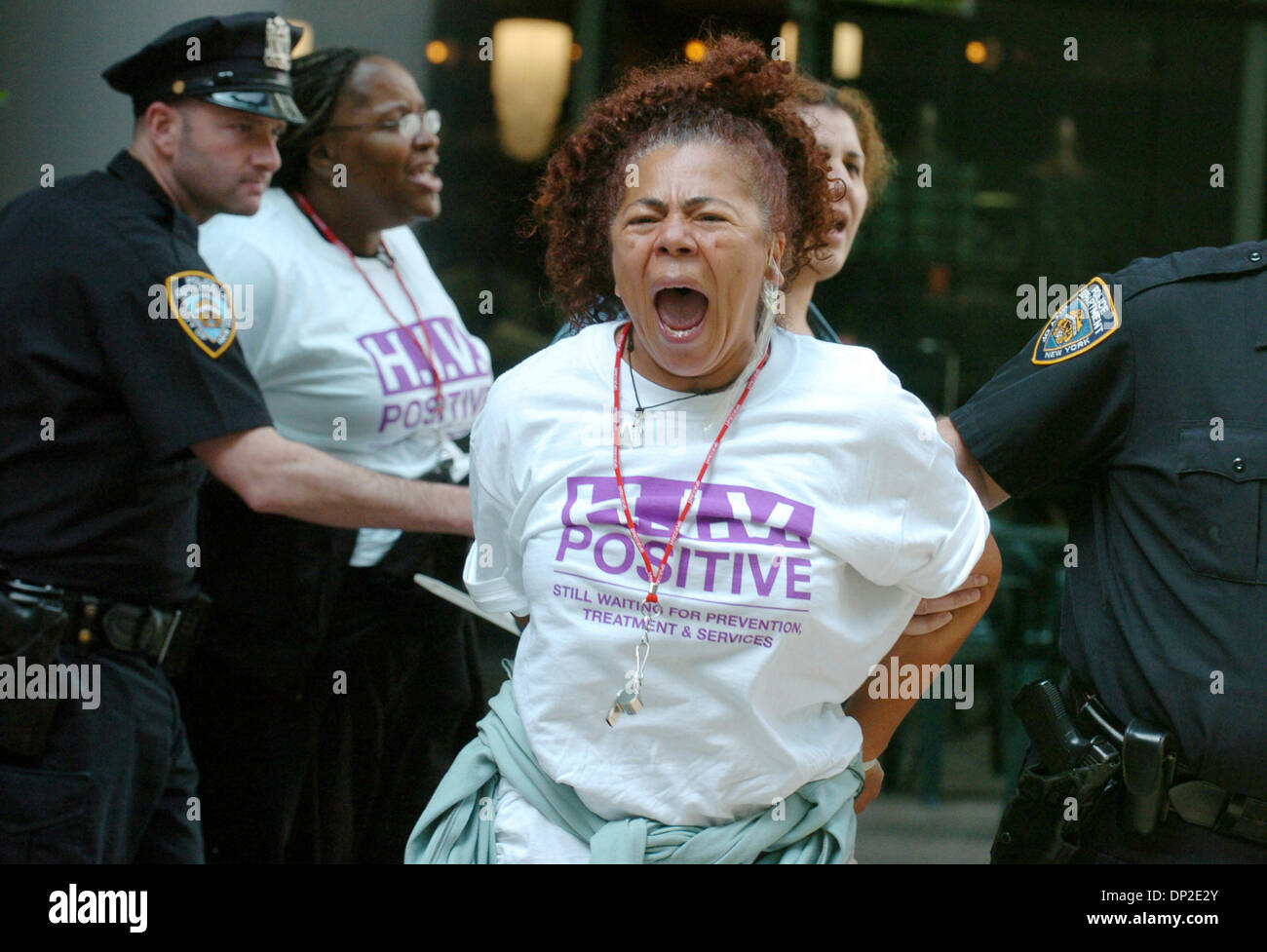 May 31, 2006; Manhattan, NY, USA; AIDS activist Amy Velez chants as she ...
