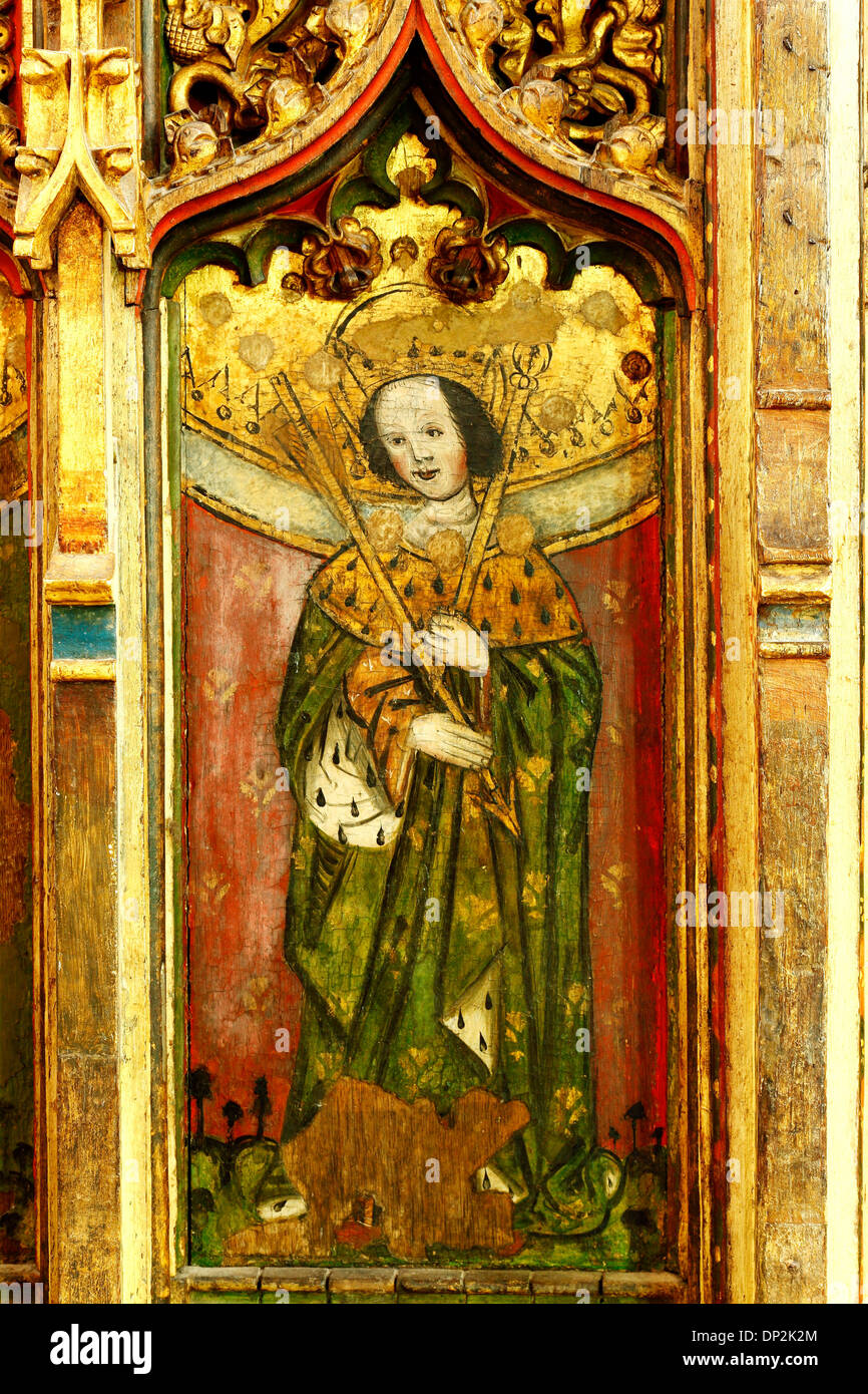 Eye, Suffolk, England, UK, medieval rood screen painting, paintings ...