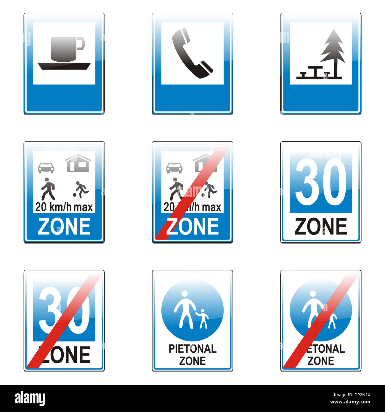 isolated european road signs with details Stock Photo - Alamy