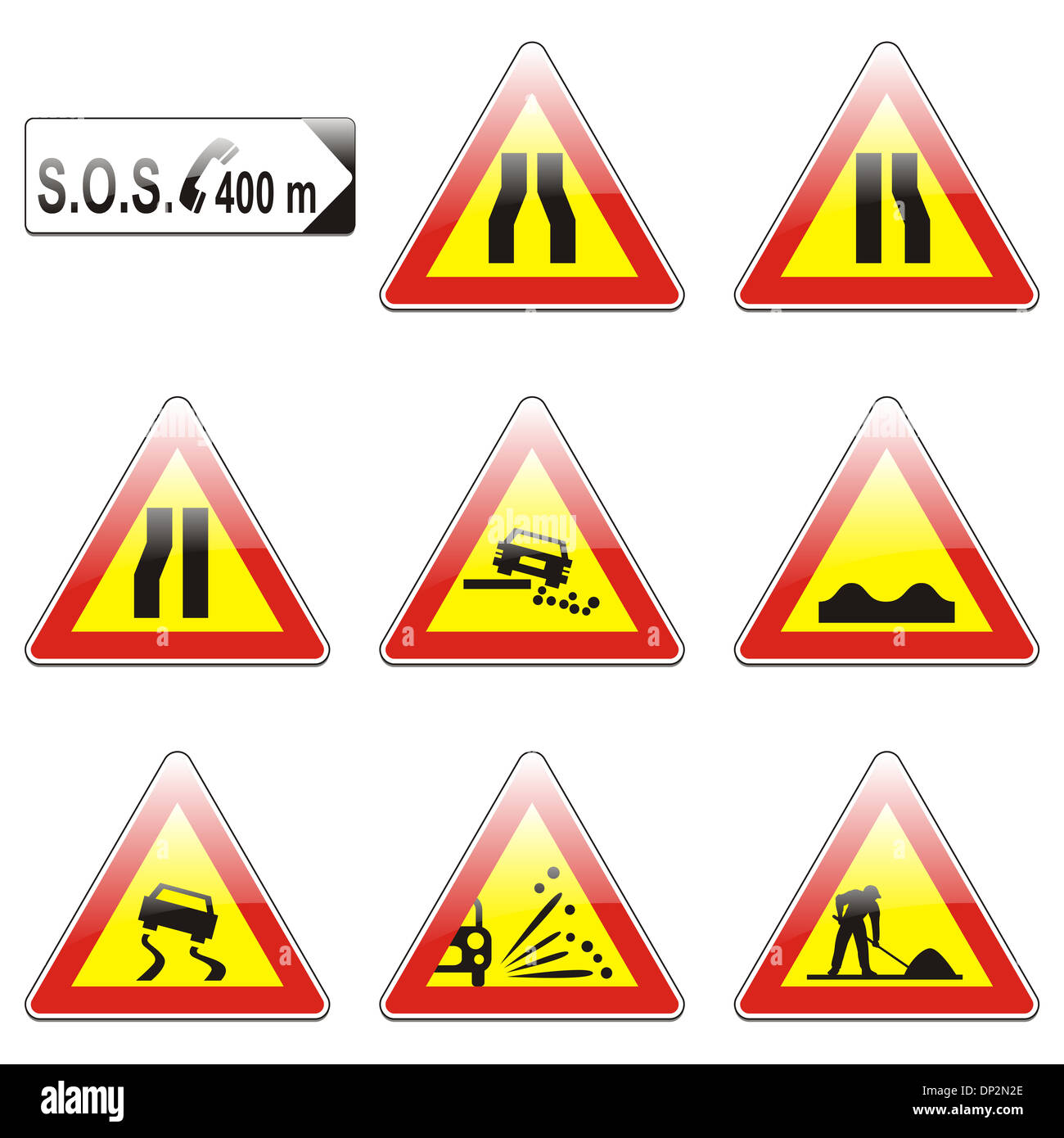 isolated european road signs with details Stock Photo - Alamy