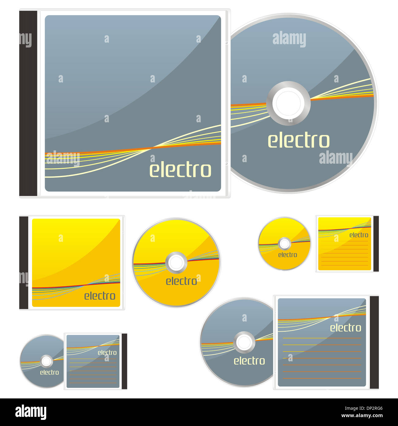 vector colored CDs and cases with electro layout ready to use Stock ...