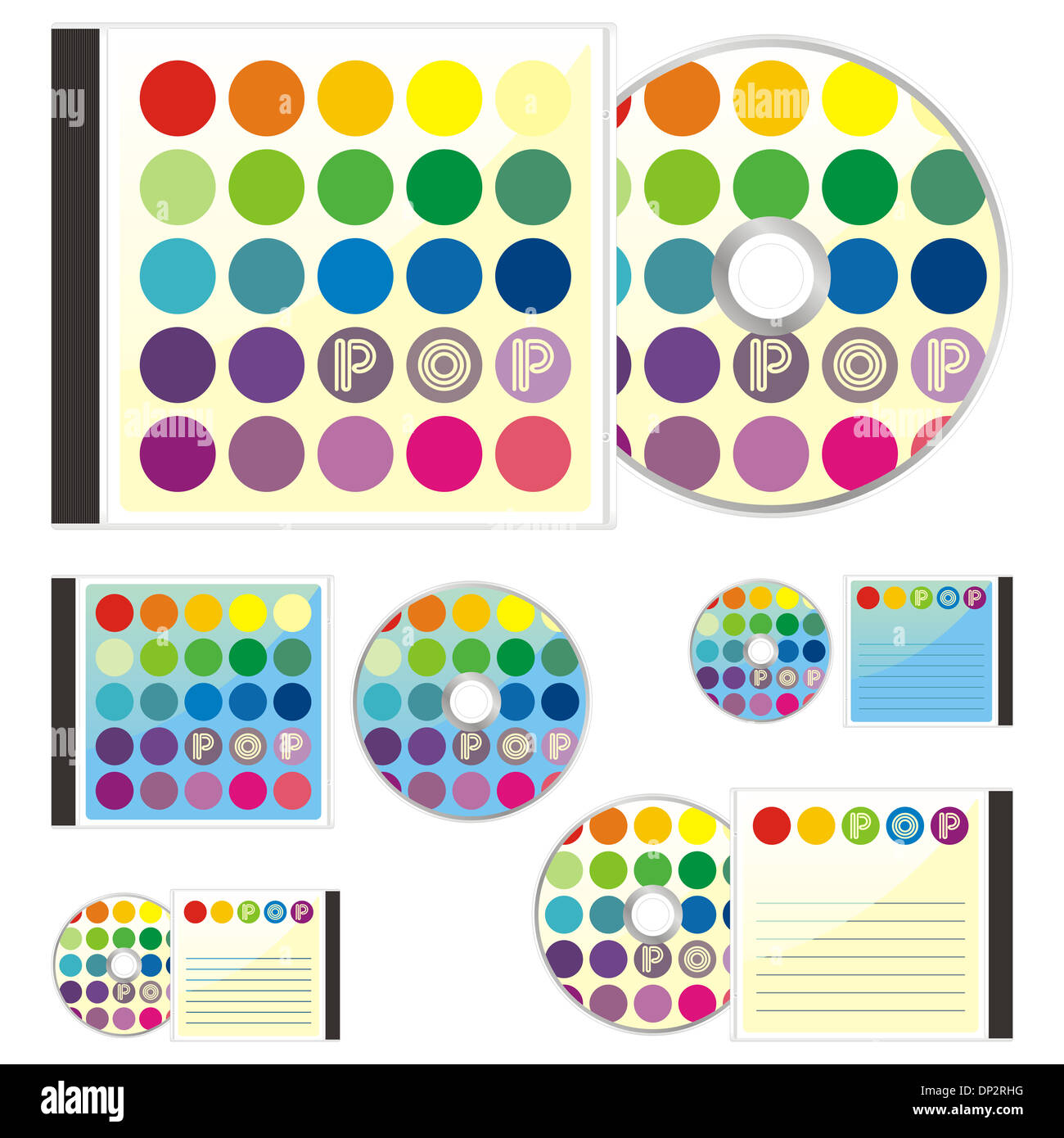 vector colored CDs and cases with pop layout ready to use Stock Photo ...