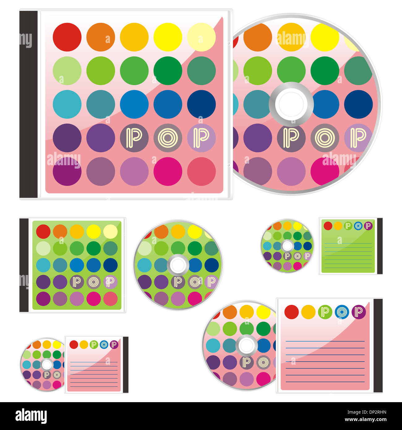 vector colored CDs and cases with pop layout ready to use Stock Photo ...