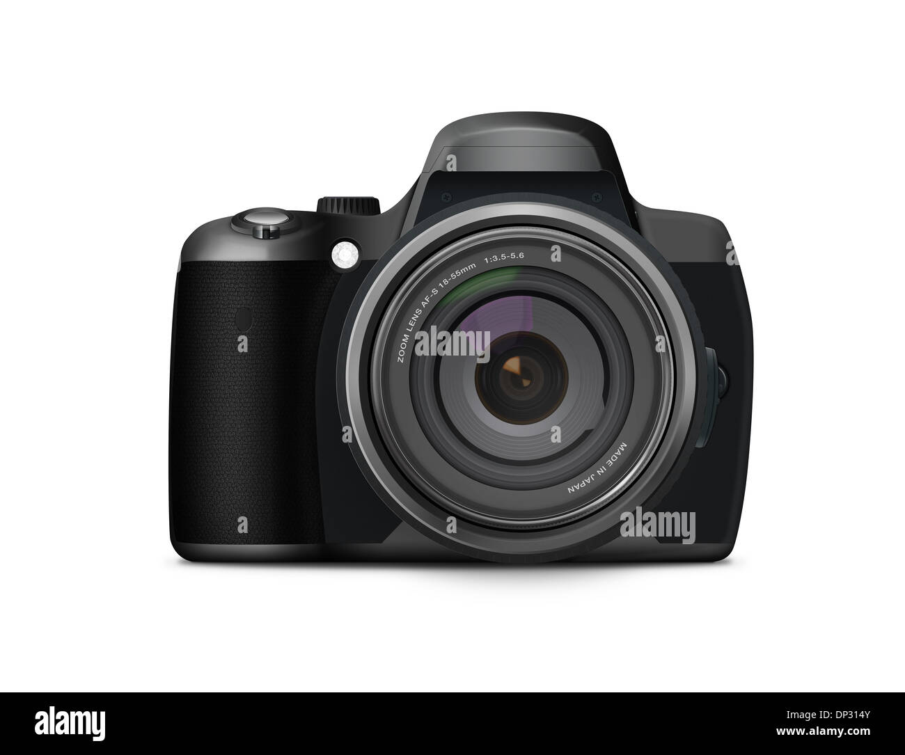 Photorealistic modern digital camera with large zoom lens. Perfect to ...