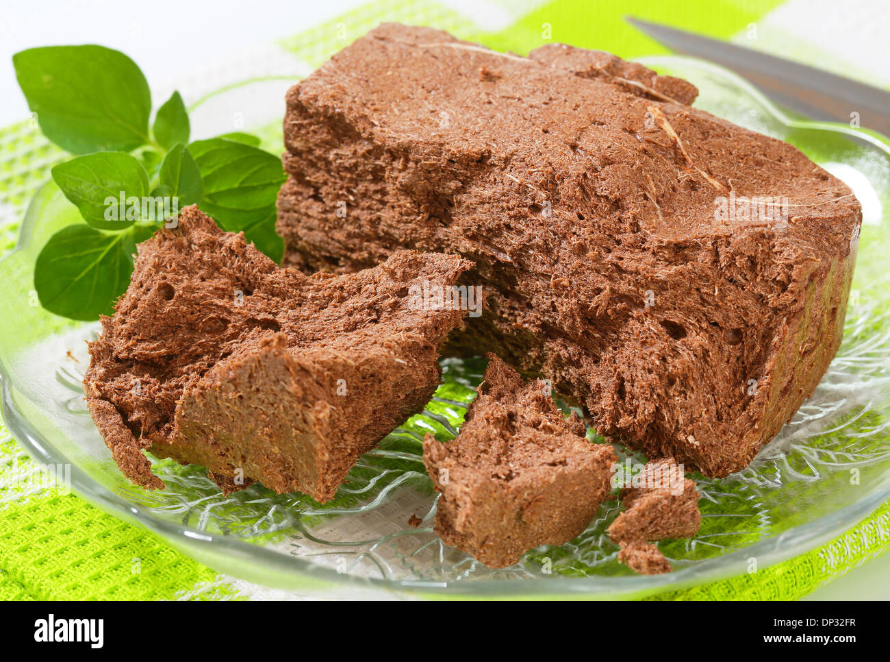Pieces of chocolate halva on plate Stock Photo - Alamy