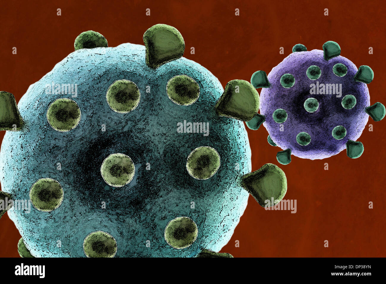 Virus particles, artwork Stock Photo - Alamy