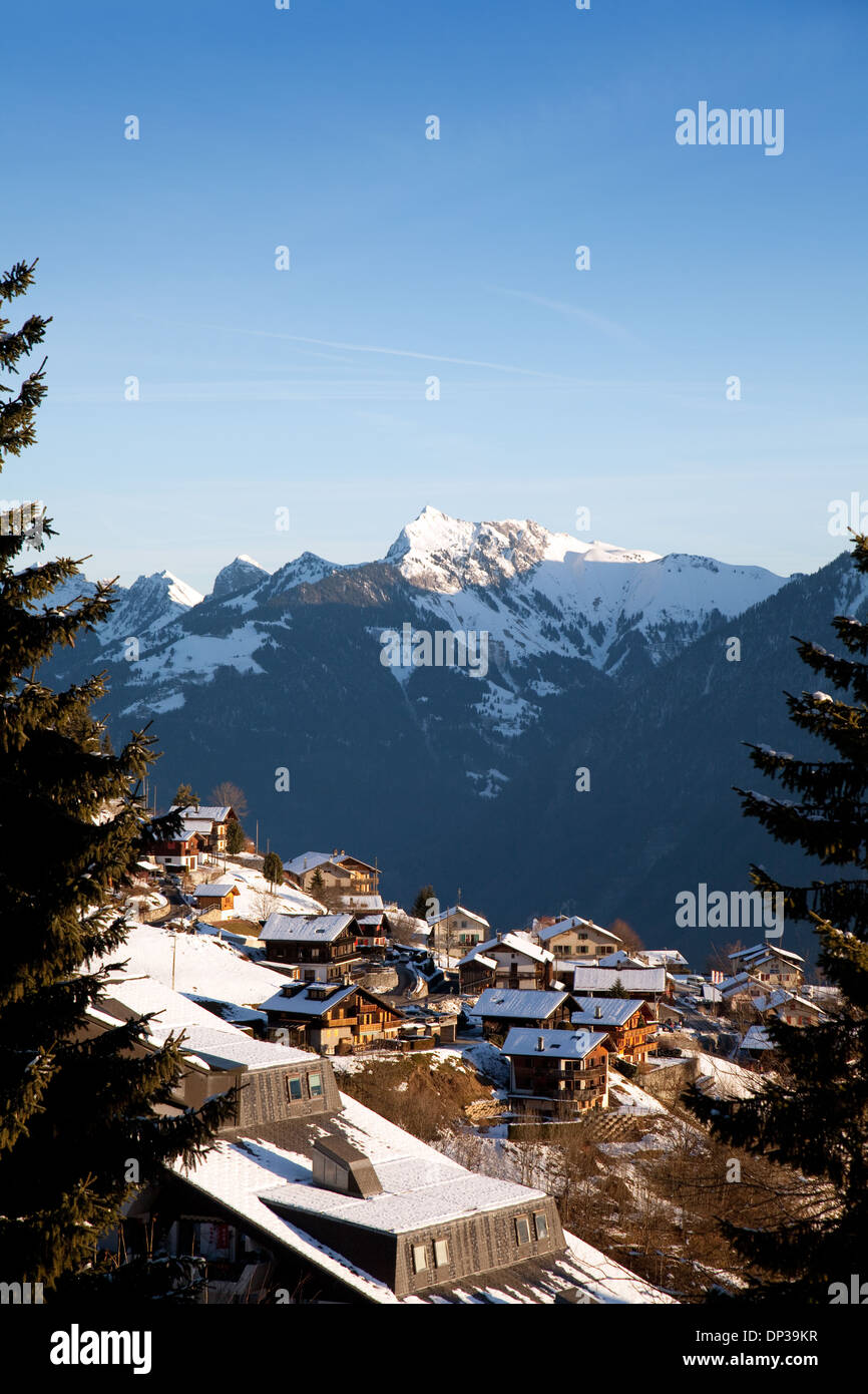 Swiss alps, Torgon Village in the canton of Valais, part of les Portes ...