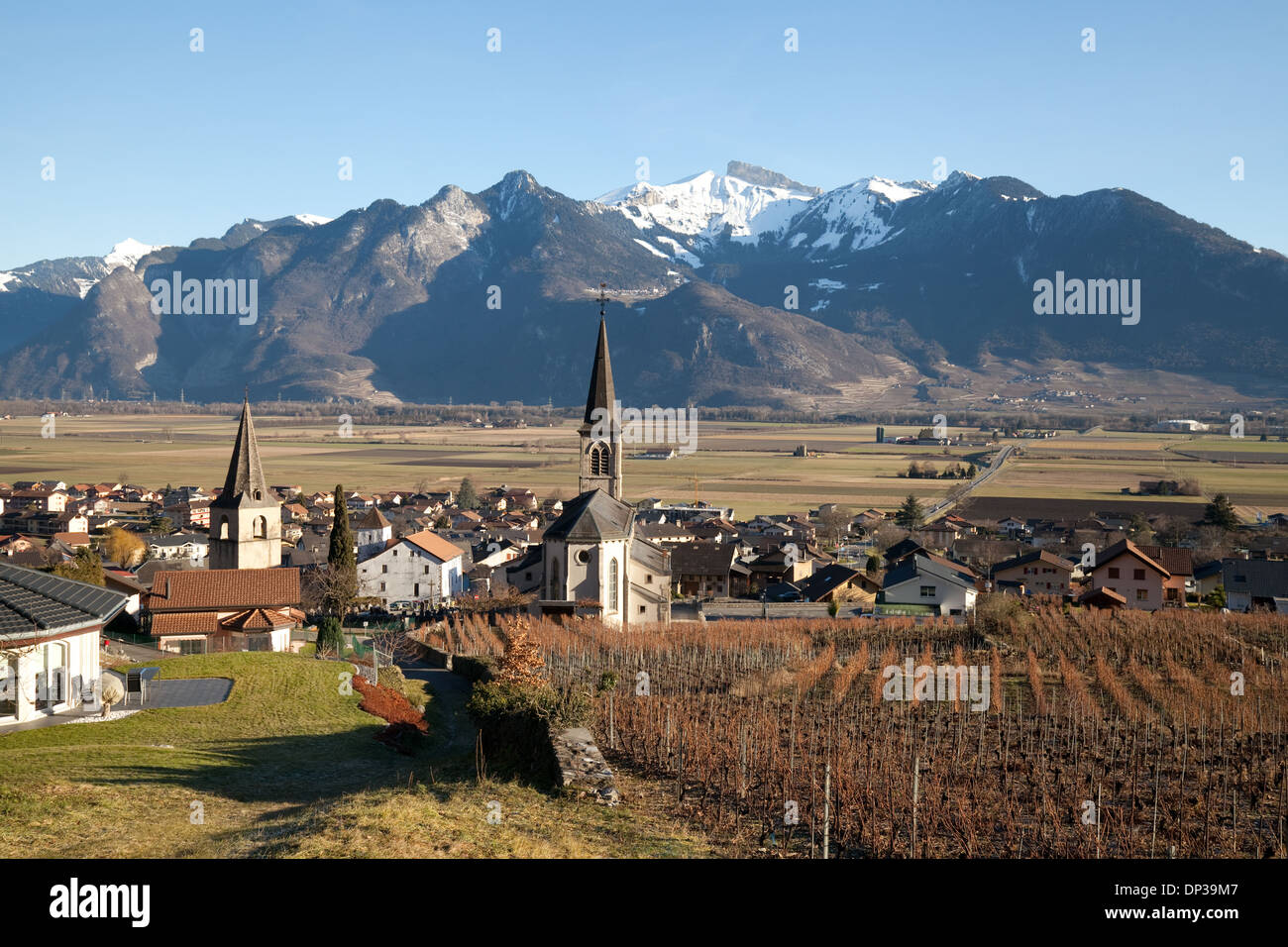 Vionnaz village in the district of Monthey, the canton of Valais ...