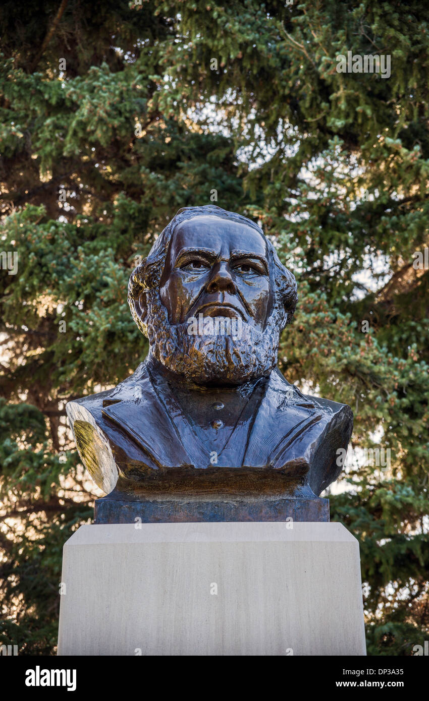 Charles Coulson Rich bust at Mormon Tabernacle in Paris, Oregon Trail Bear Lake Scenic Byway ...