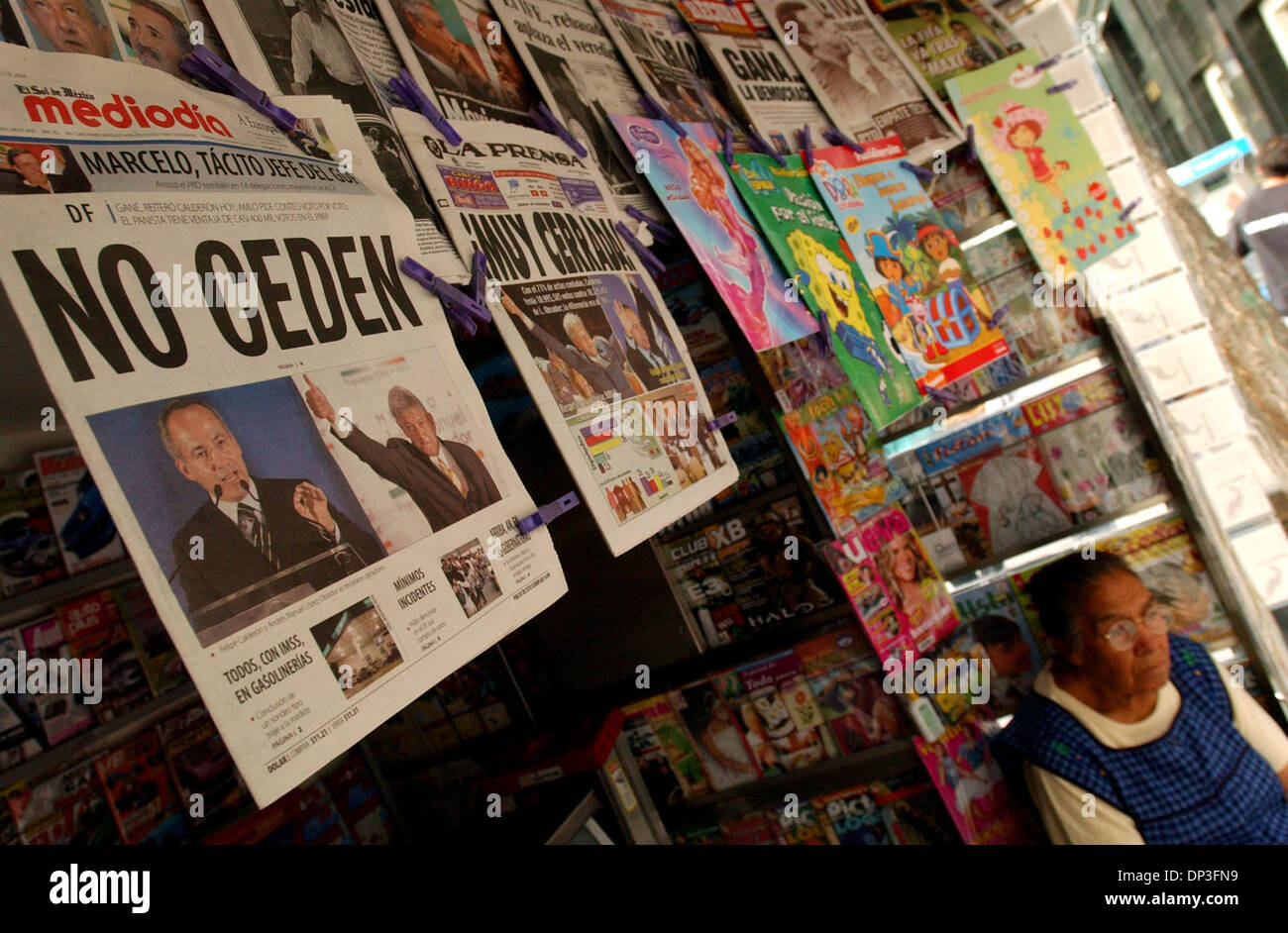 Jul 03, 2006; Mexico City, MEXICO; Mexican newspapers with front page ...