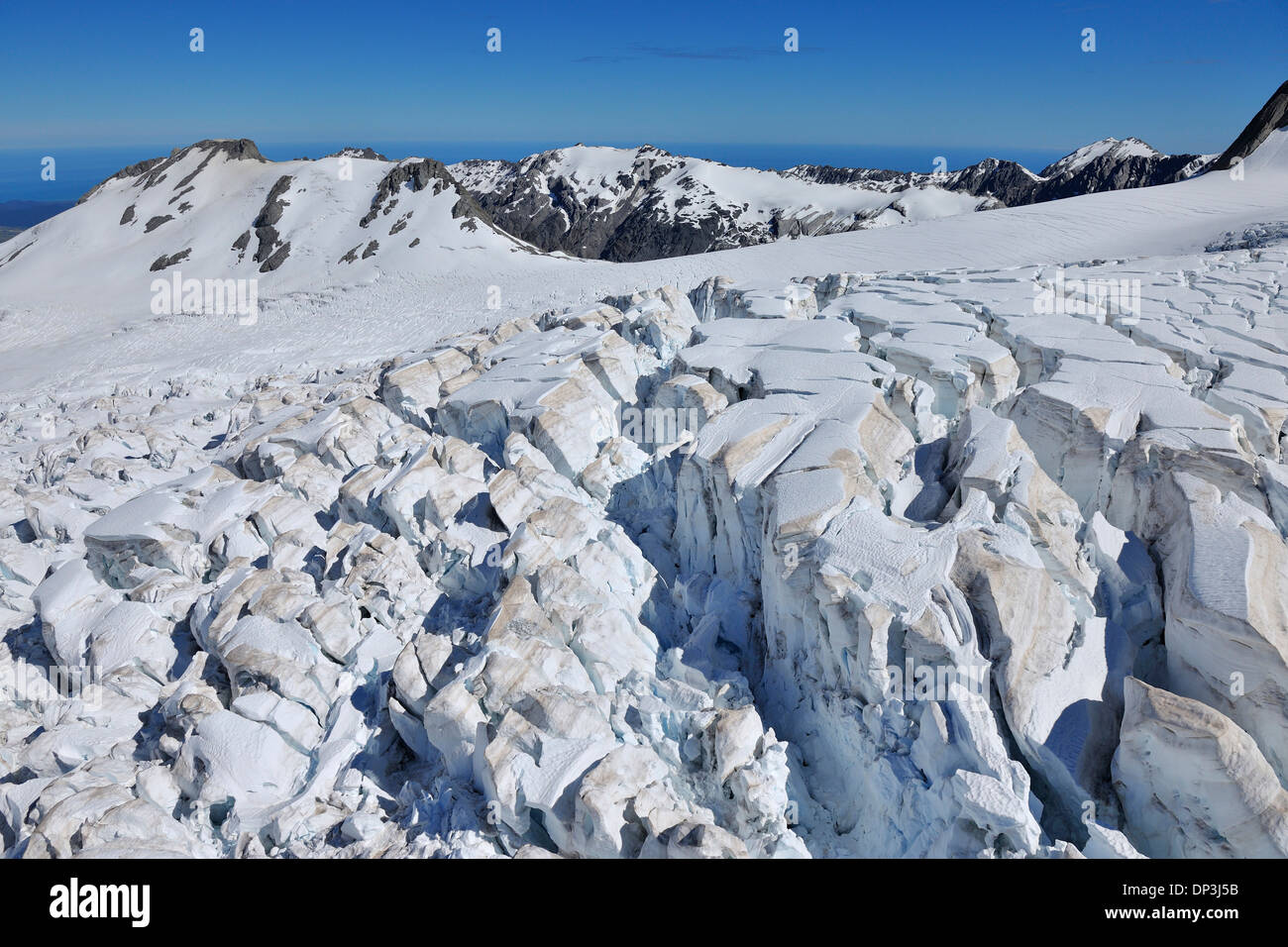 Crevasse in Glacier, Franz Josef Glacier, Westland National Park ...