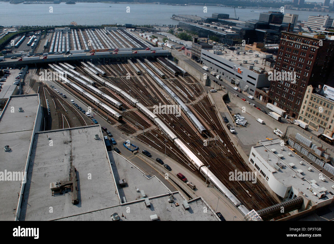Jul 17, 2006; Manhattan, NY, USA; Trains move through the West Rail ...