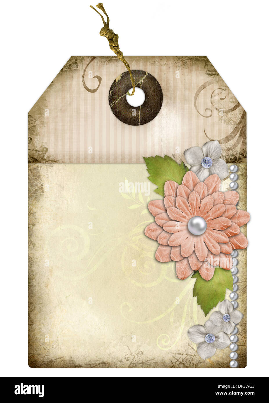 old paper vintage sales tag on white background Stock Photo - Alamy