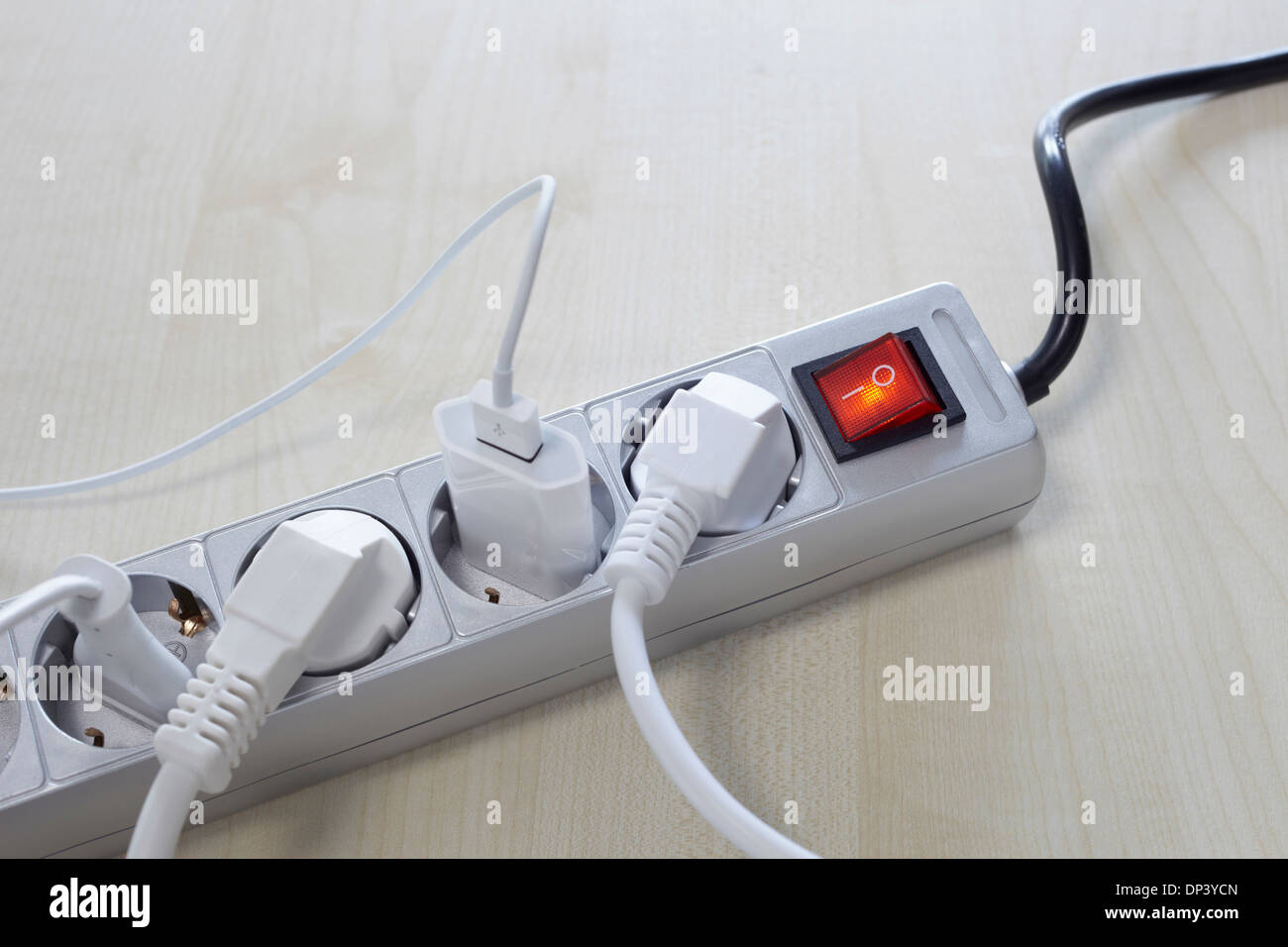 Close-up of electrical plug and socket, power bar, Germany Stock Photo ...