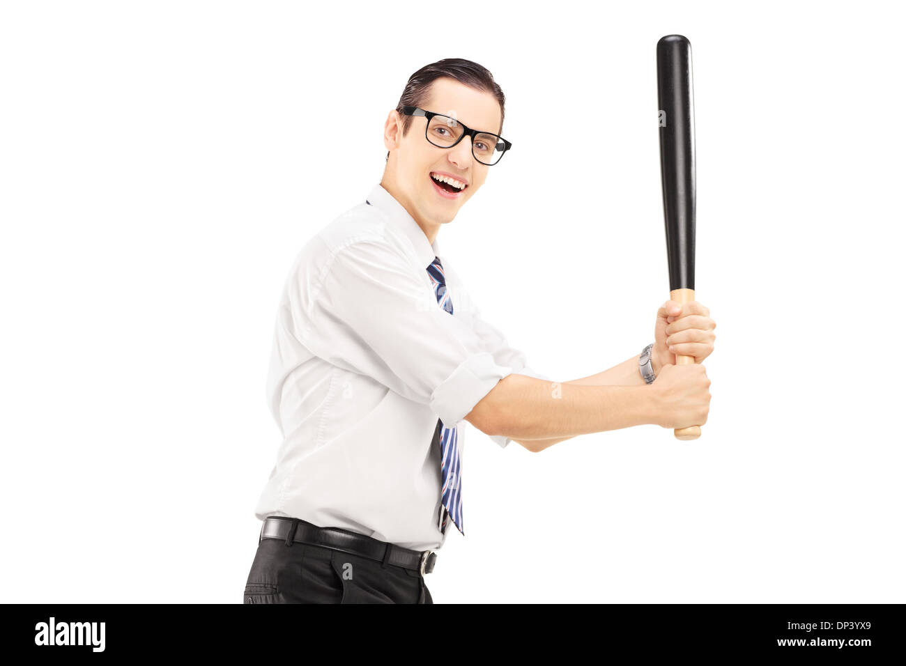 Person with a baseball bat prepared to strike Stock Photo - Alamy