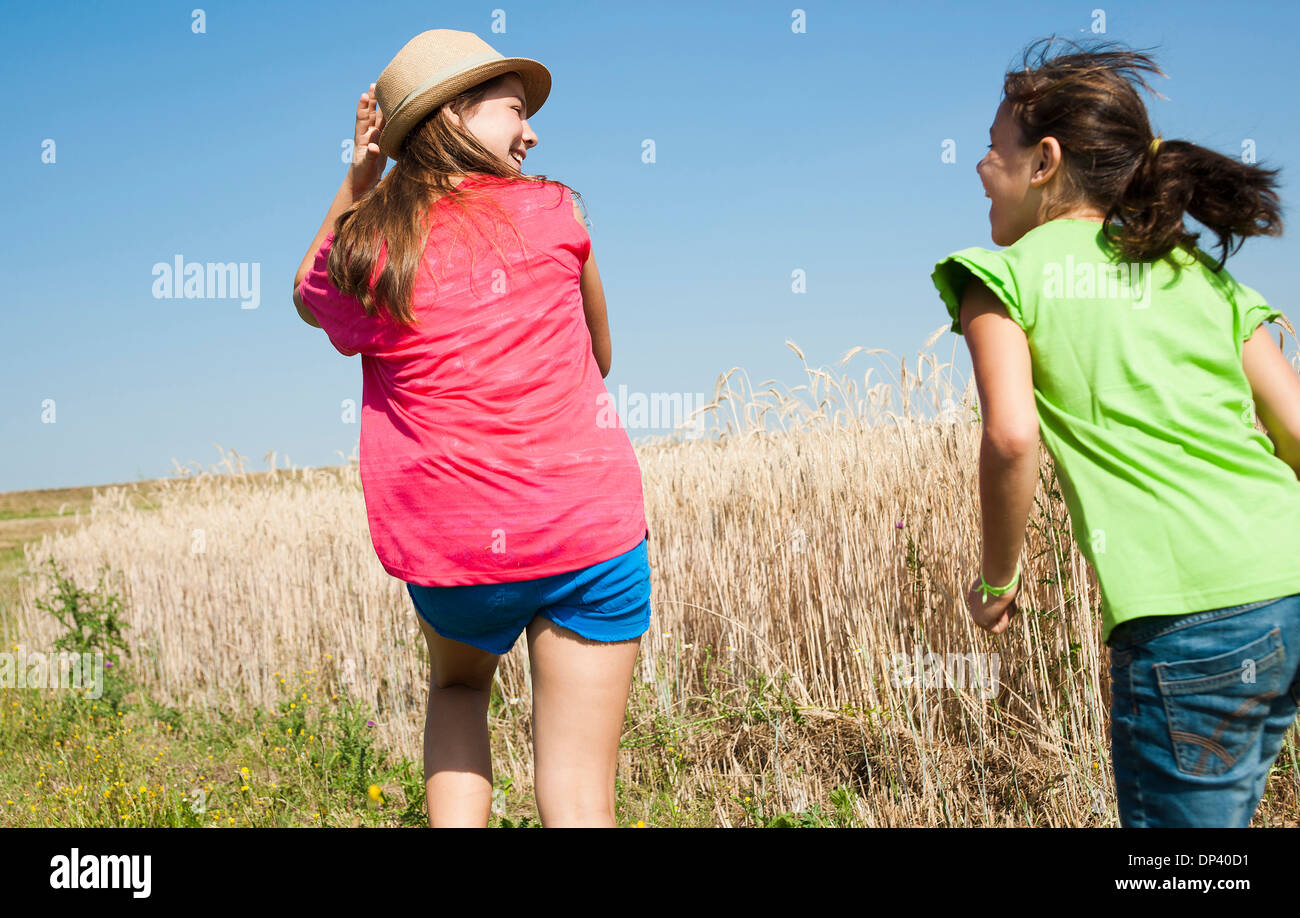 Rear view preteen girl in hi-res stock photography and images - Alamy