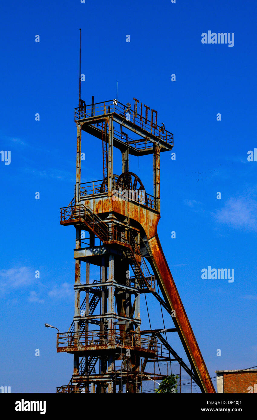 Gear tower of old unused coal mine in Labin Istria Croatia Europe Stock ...
