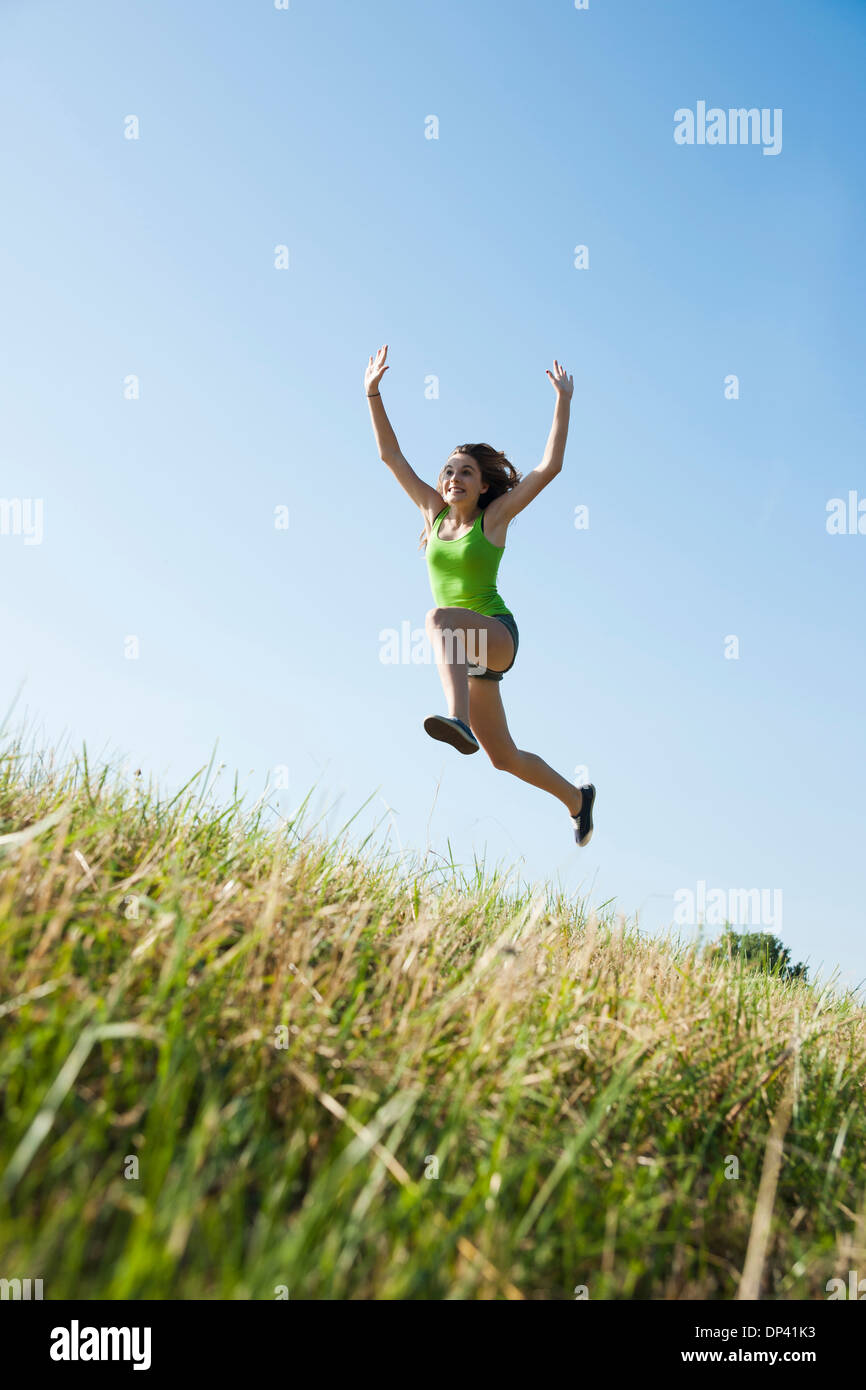 15 year old girl jumping hi-res stock photography and images - Alamy