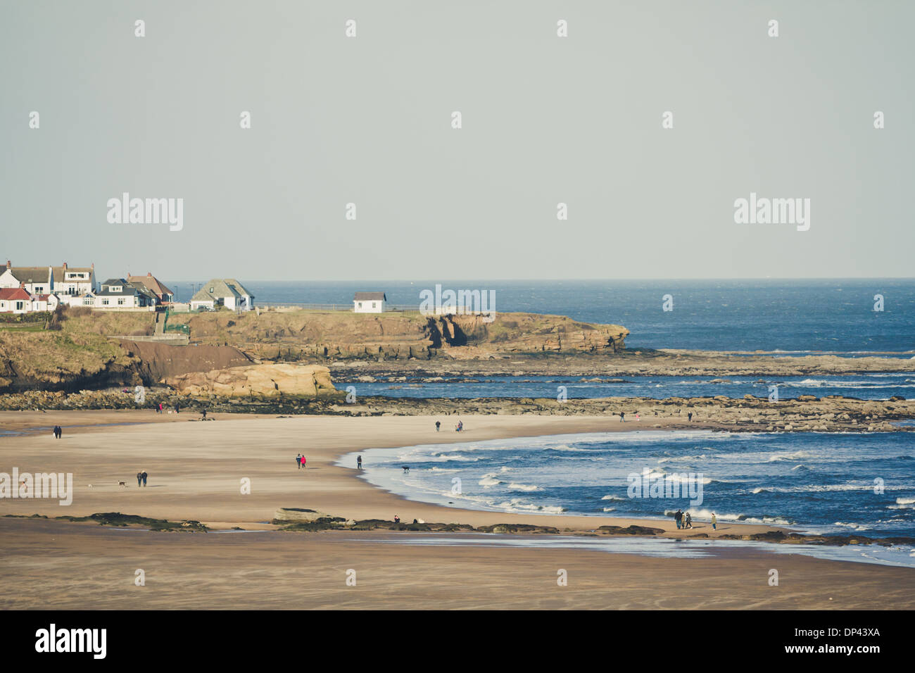 Beach in Tynemouth, town in Tyne and Wear, England, at the mouth of the ...