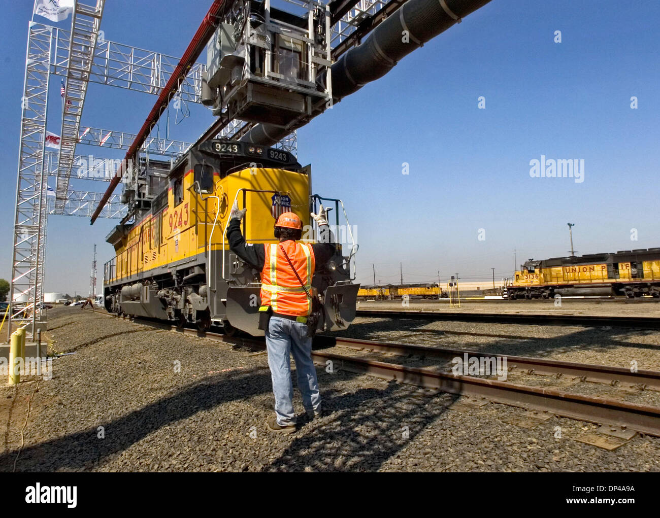 Aug 02, 2006; Sacramento, CA, USA; Union Pacific locomotive mover Tom ...
