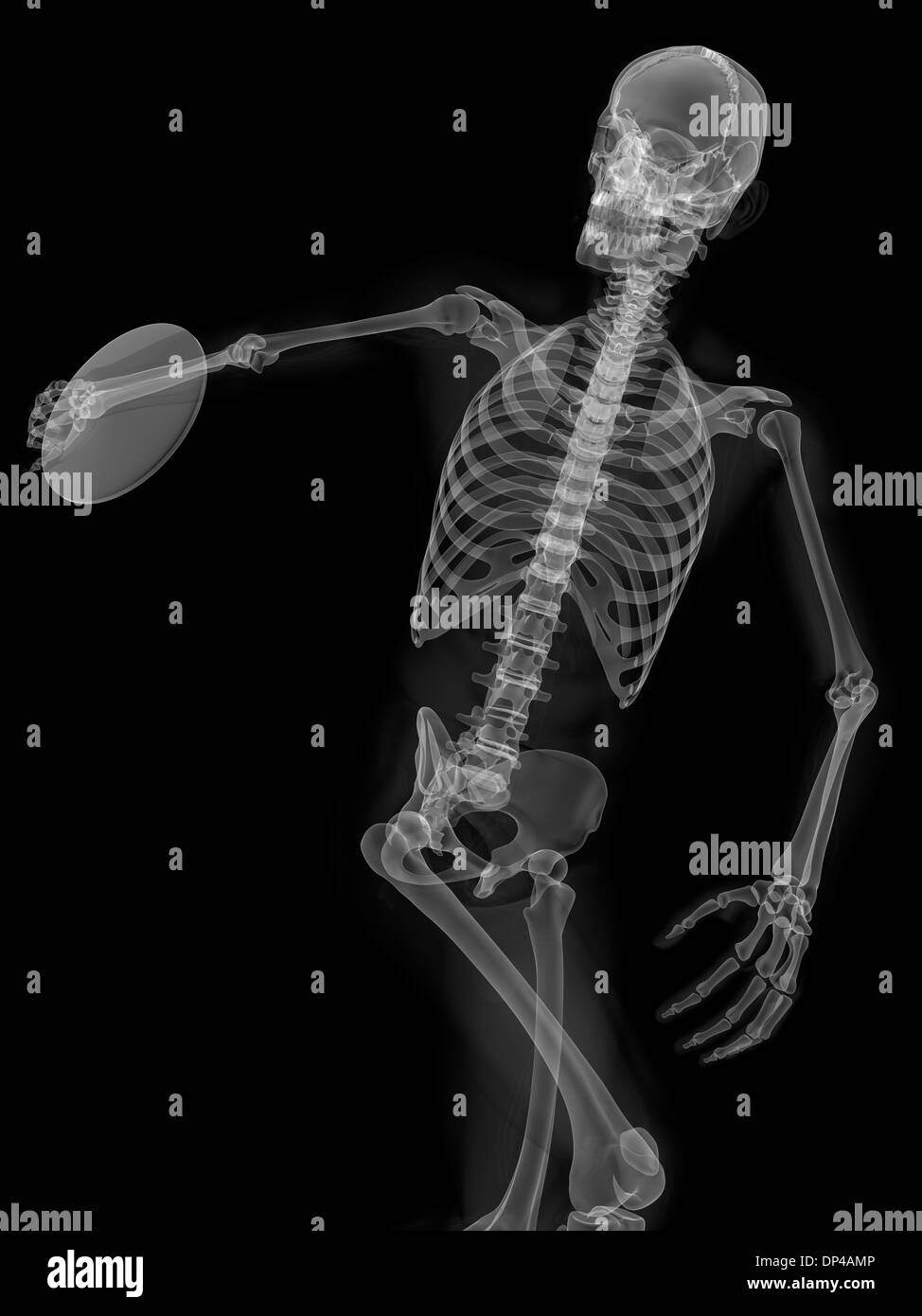 Skeleton throwing discus, artwork Stock Photo - Alamy