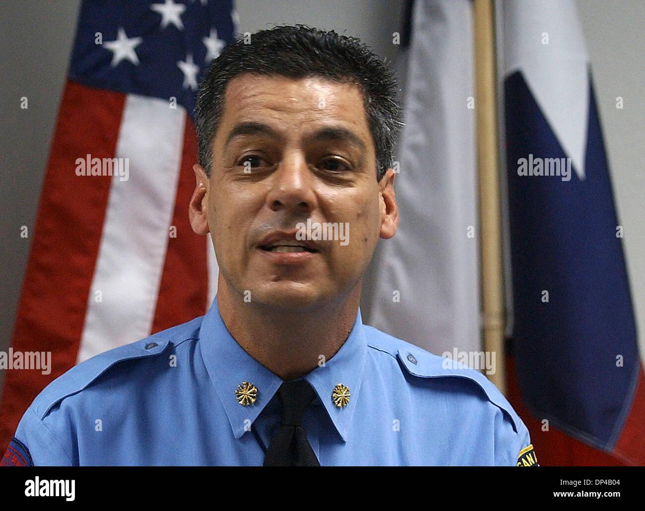 Aug 04, 2006; San Antonio, TX, USA; Fire Chief ROBERT OJEDA announcing ...