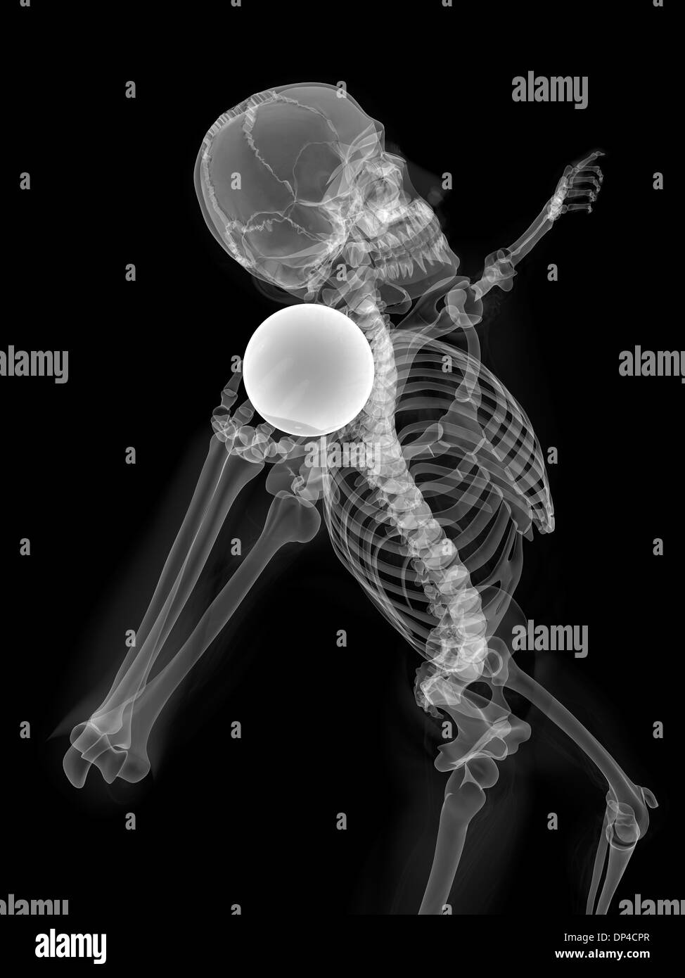 Skeleton throwing shot put, artwork Stock Photo - Alamy