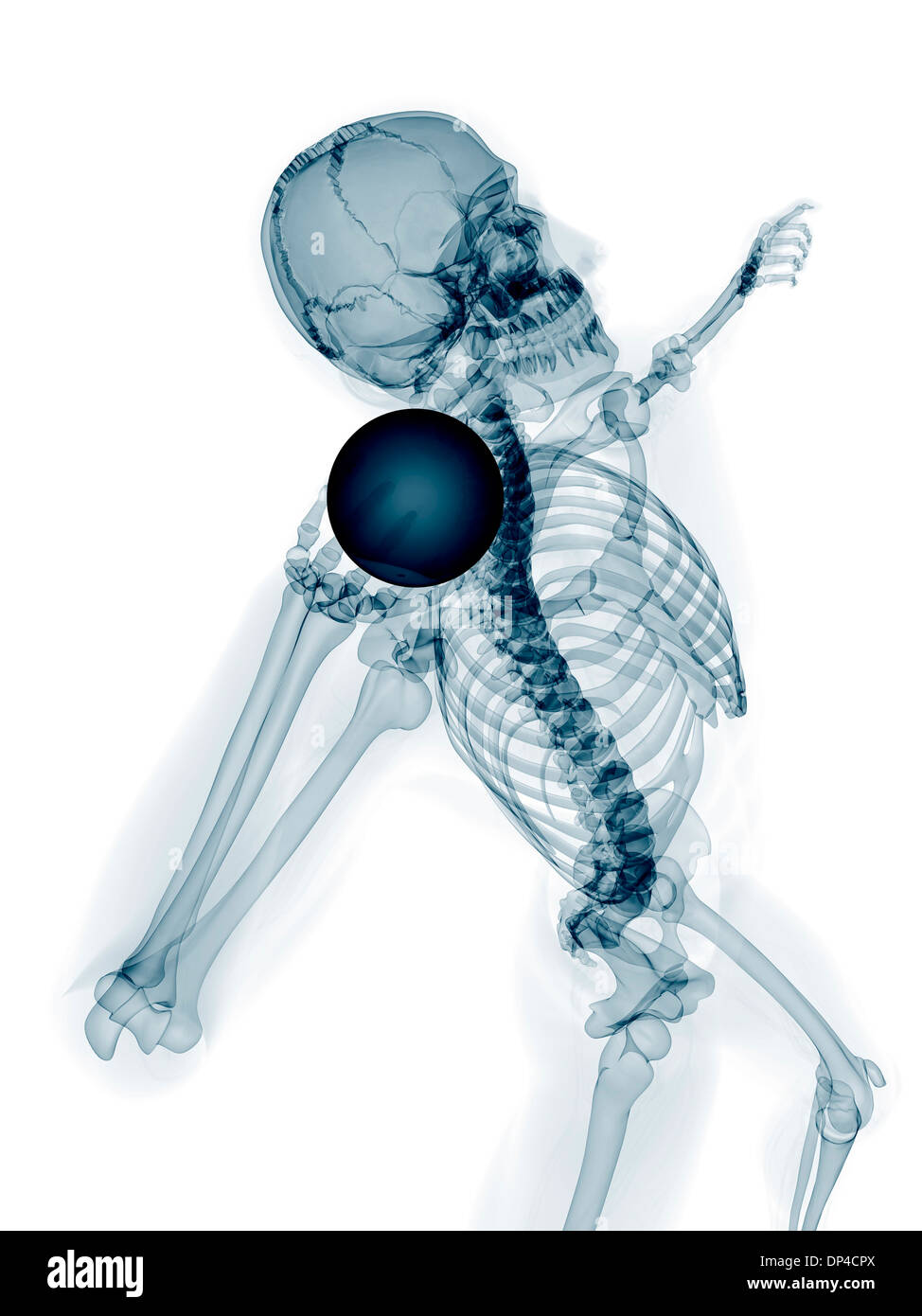 Skeleton throwing shot put, artwork Stock Photo - Alamy