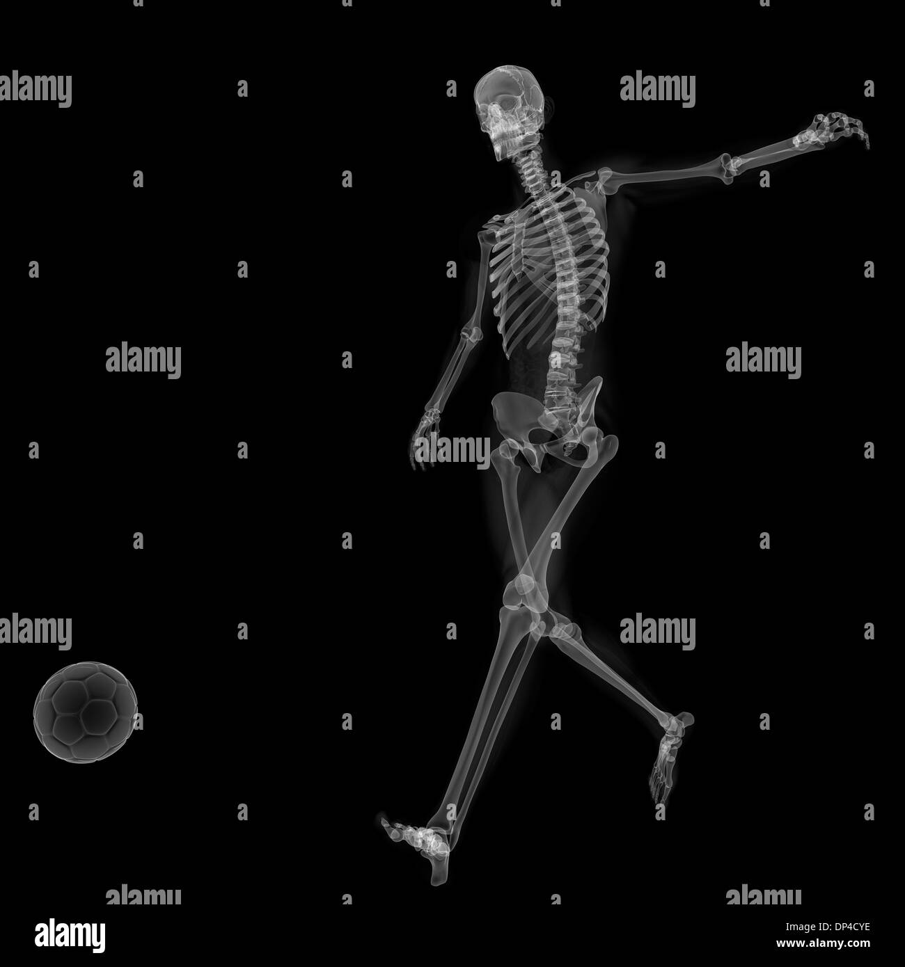 Skeleton playing football, artwork Stock Photo - Alamy