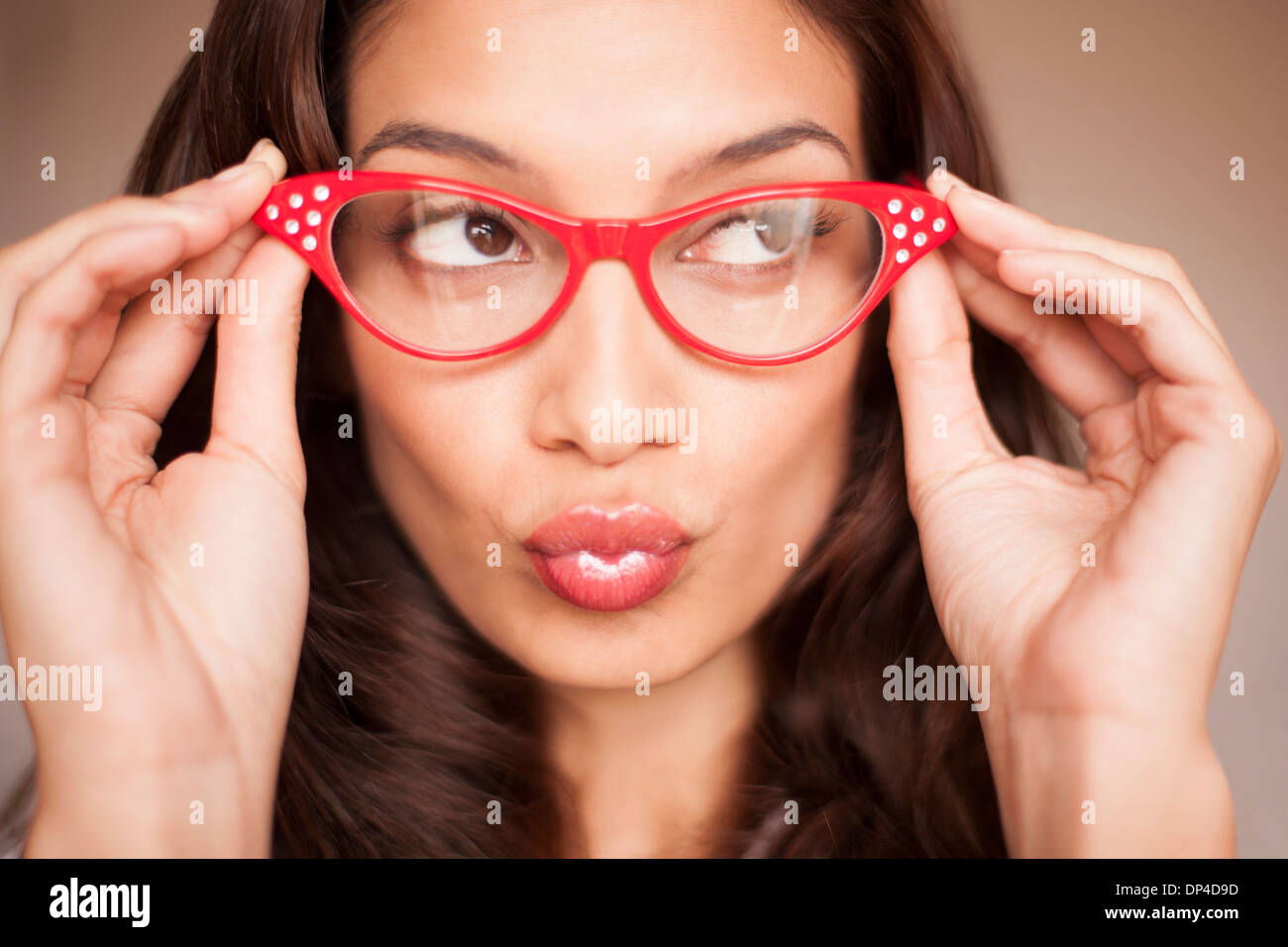 Woman wearing glasses Stock Photo - Alamy