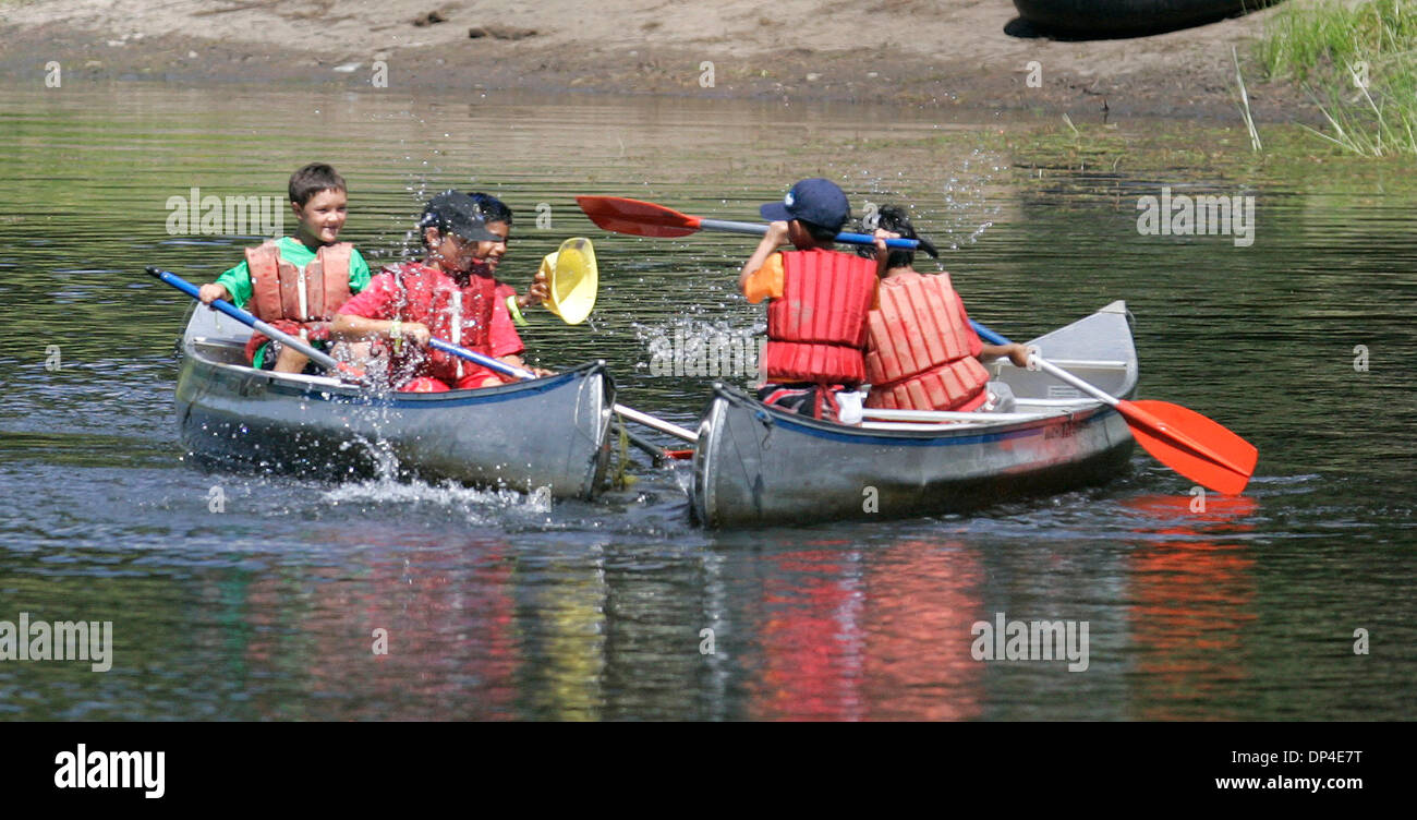 Aug 08, 2006; Julian, CA, USA; Kids have a small water fight during ...