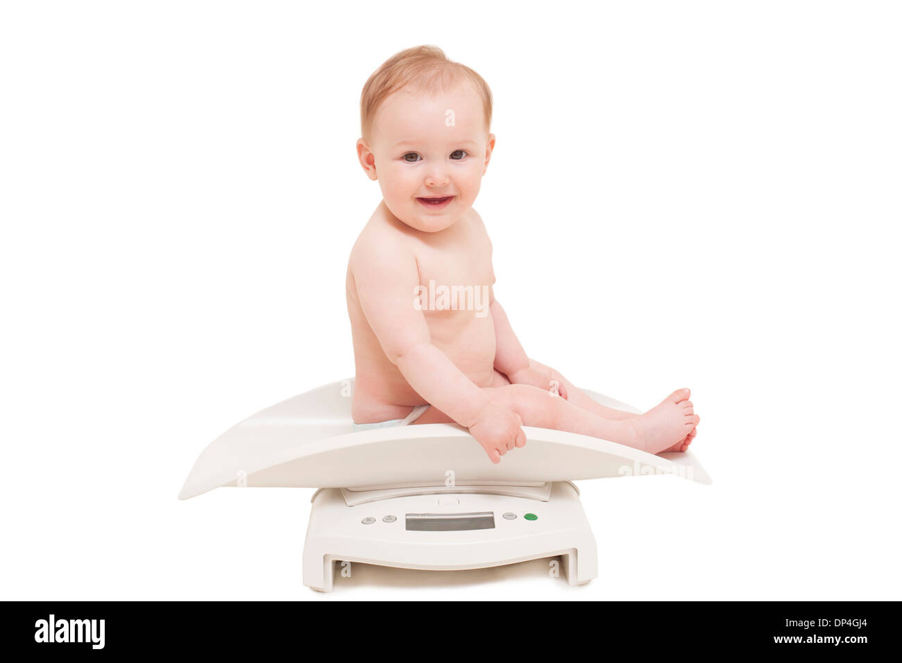 Baby being weighed Stock Photo - Alamy
