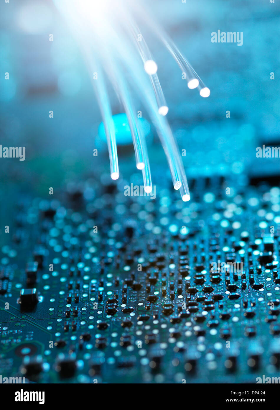 Fibre optics and circuit board Stock Photo - Alamy