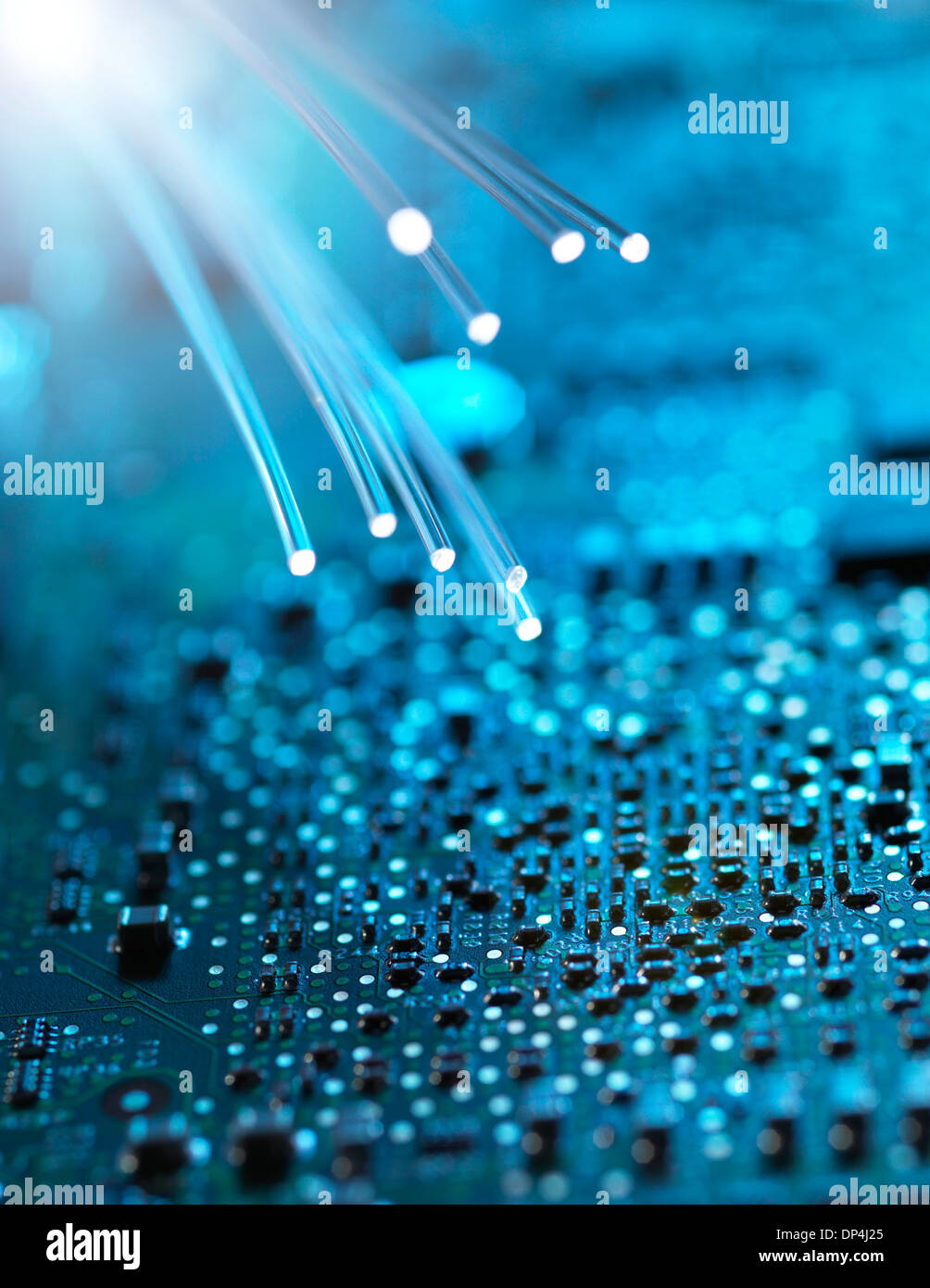 Fibre optics and circuit board Stock Photo - Alamy