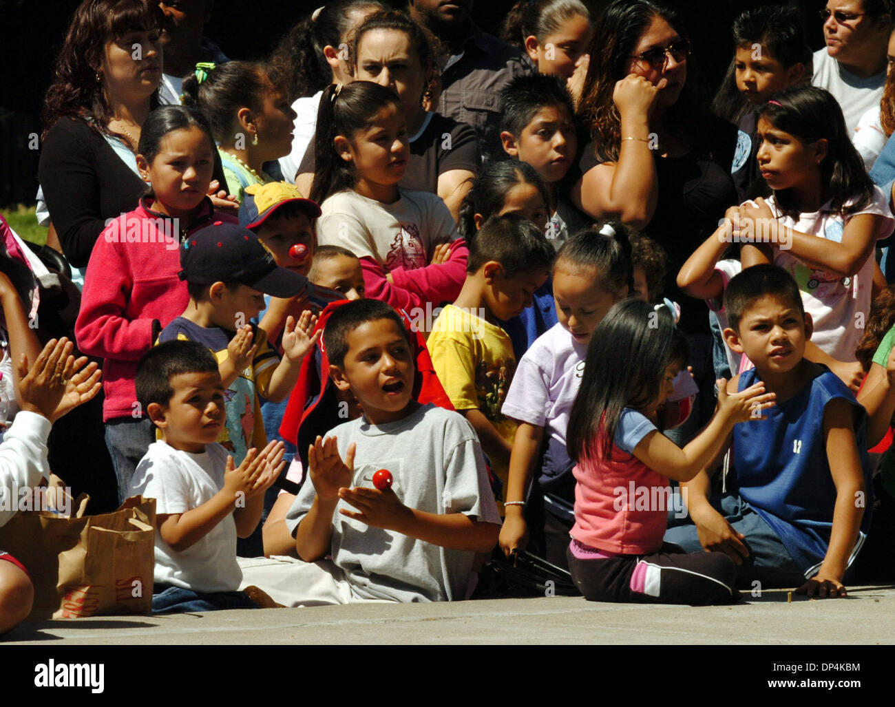 Aug 16, 2006; Oakland, CA, USA; Children enjoy the clowns' antics ...