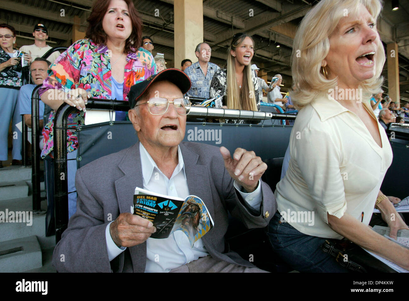 Aug 16, 2006; Del Mar, California, USA; 93 year old EARL NEFF cheers ...