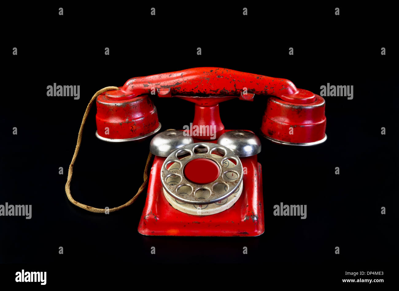 Old red rotary telephone Stock Photo - Alamy