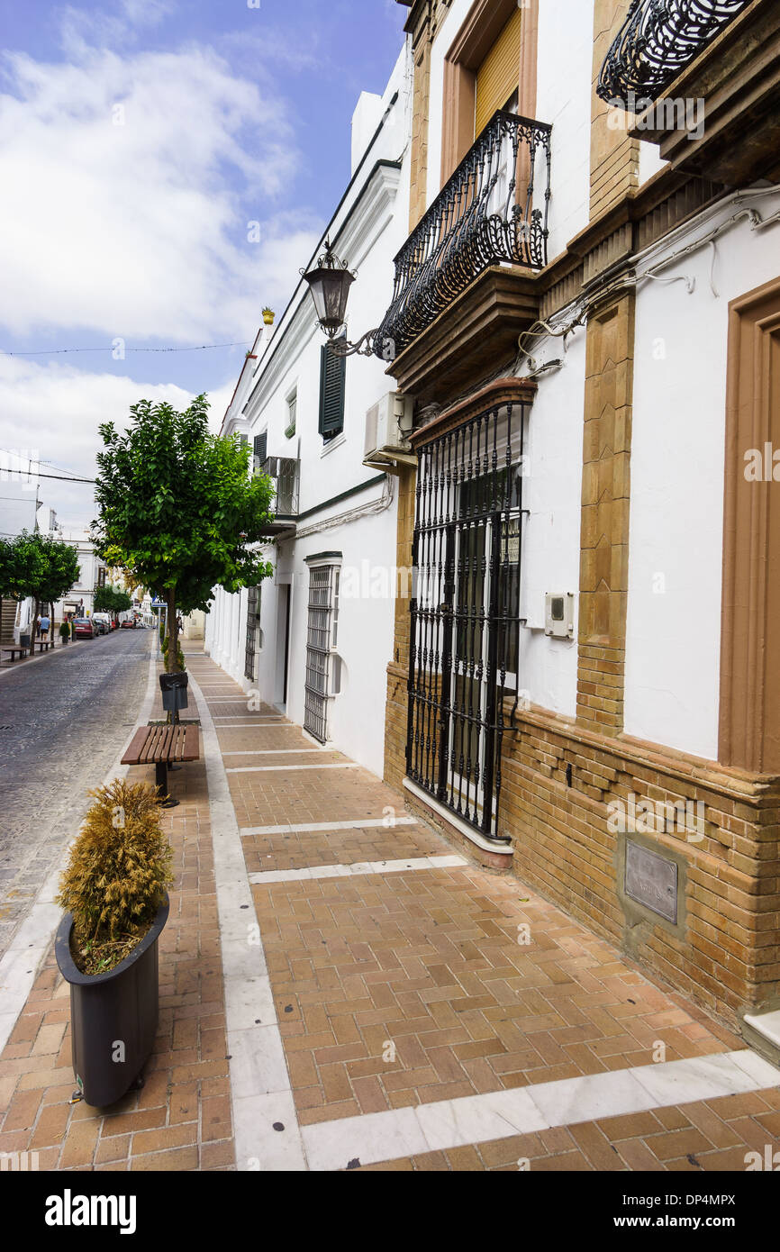 Facades of traditional Southern Spain houses in Arcos de la Frontera ...
