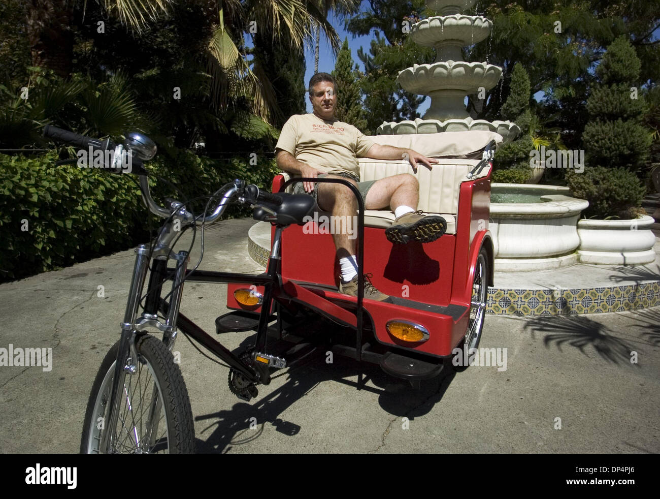 Aug 21, 2006; Sacramento, CA, USA; Neil Lubin is the owner of a pedicab ...